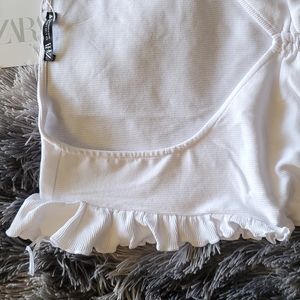 Zara | Tops | Zara Ruffled Crop Top In White | Poshmark